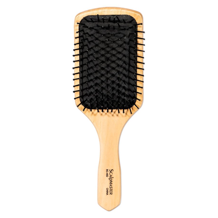 SCALPMASTER CUSHION PADDLE RECTANGULAR WOOD BRUSH - Beauty Depot